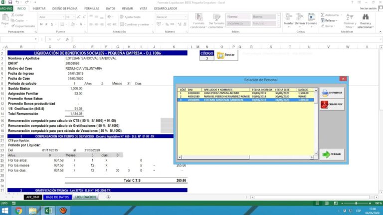 Beneficios sociales para Mypes: Modelo de liquidación en Excel